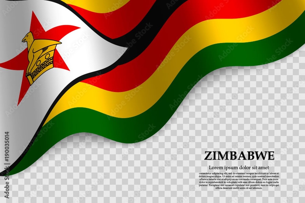 waving flag of Zimbabwe on transparent background. Template for ...