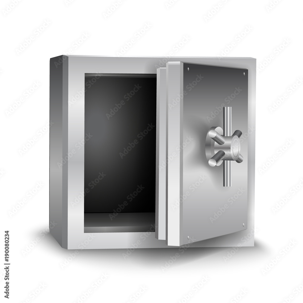 Vector realistic shiny open empty safe isolated on white background ...
