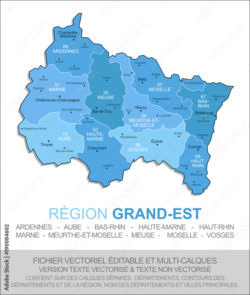 Carte de la région Grand-Est Stock Vector | Adobe Stock