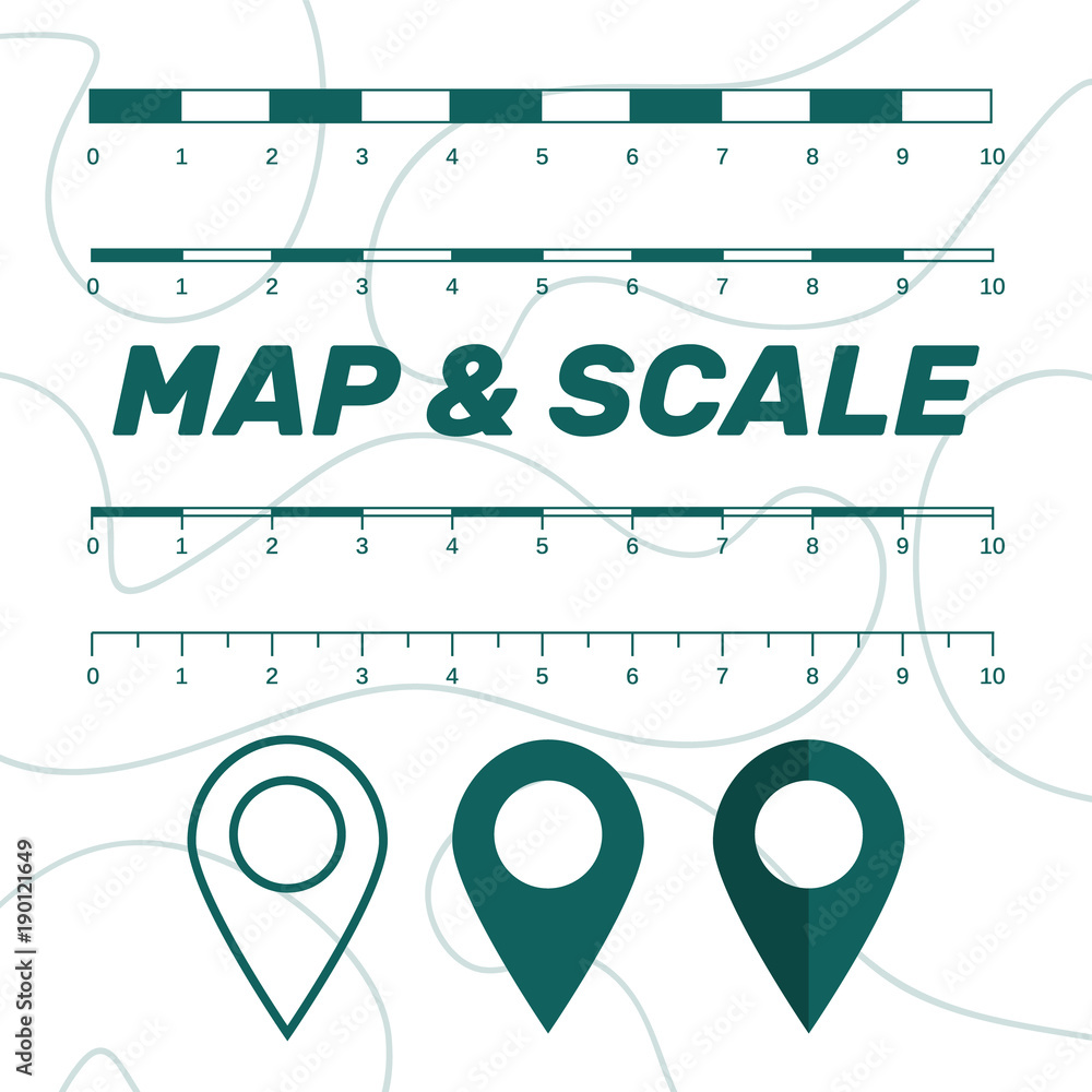 Map scales graphics for measuring distances. Scale measure map vector ...