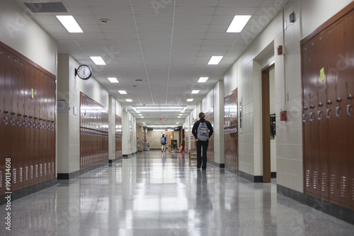 College hallway with lockers - Buy this stock photo and explore similar ...