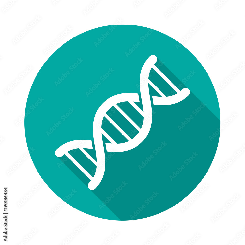 DNA circle icon with long shadow. Flat design style. DNA simple ...