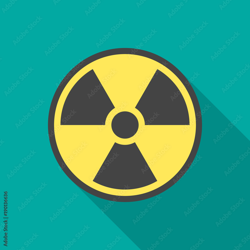 Radiation symbol icon with long shadow. Flat design style. Radiation ...
