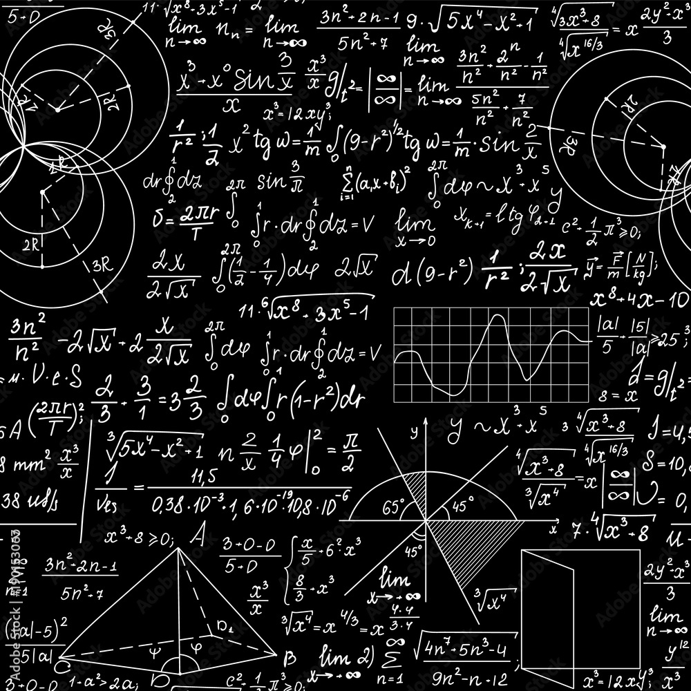 Educational physics vector seamless pattern with handwritten physical ...