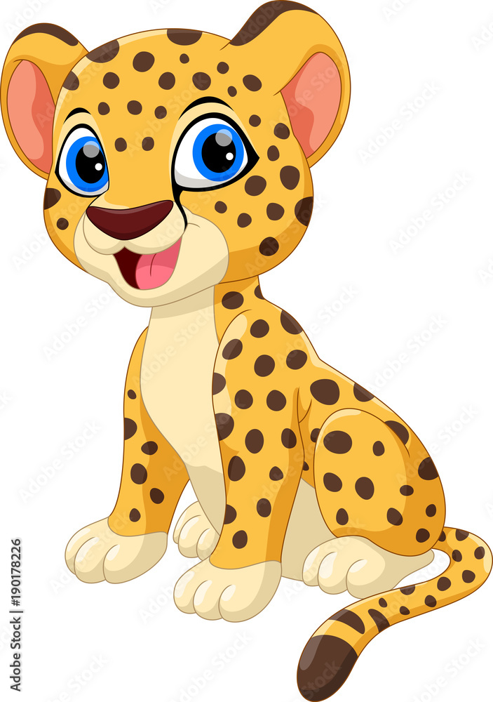 Cute cheetah cartoon isolated on white background Stock Vector | Adobe ...