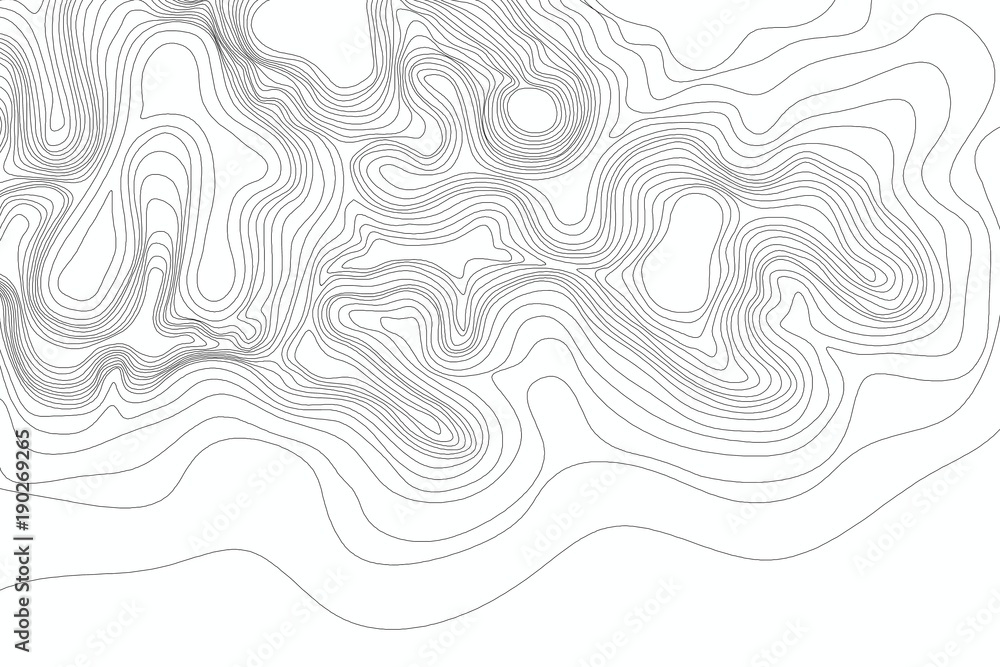 Abstract black and white topographic contours lines of mountains ...