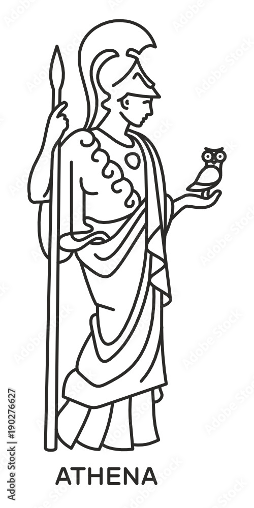 Athena icon svg compatible line draw style vector, Ancient Greek ...