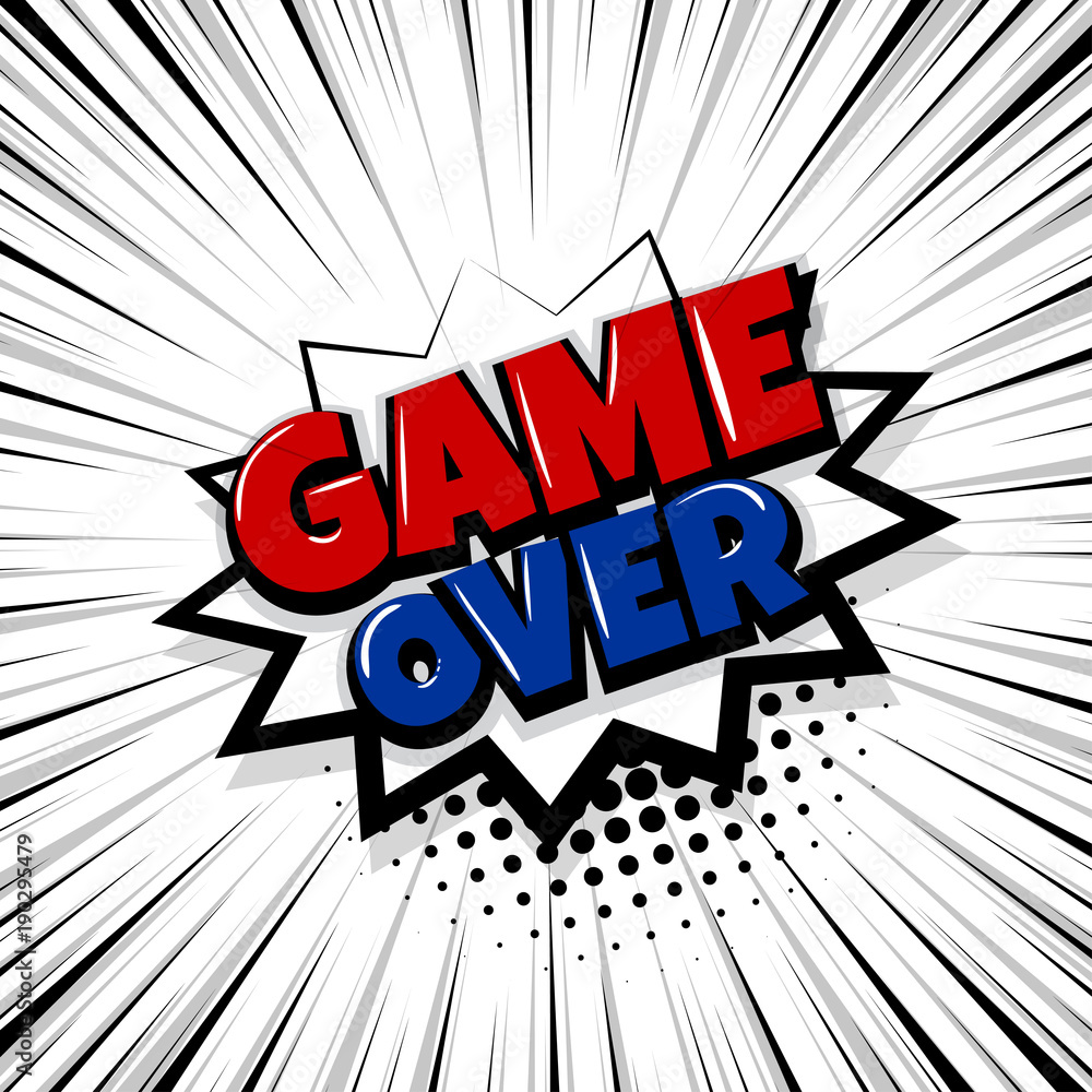 Praca wektorowa bez tantiem: game over, play Comic text speech bubble ...