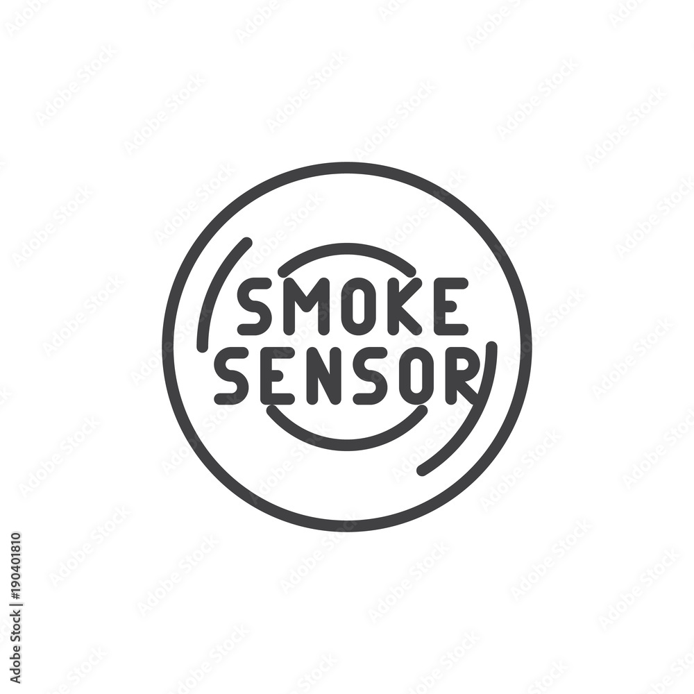 Smoke sensor line icon, outline vector sign, linear style pictogram ...