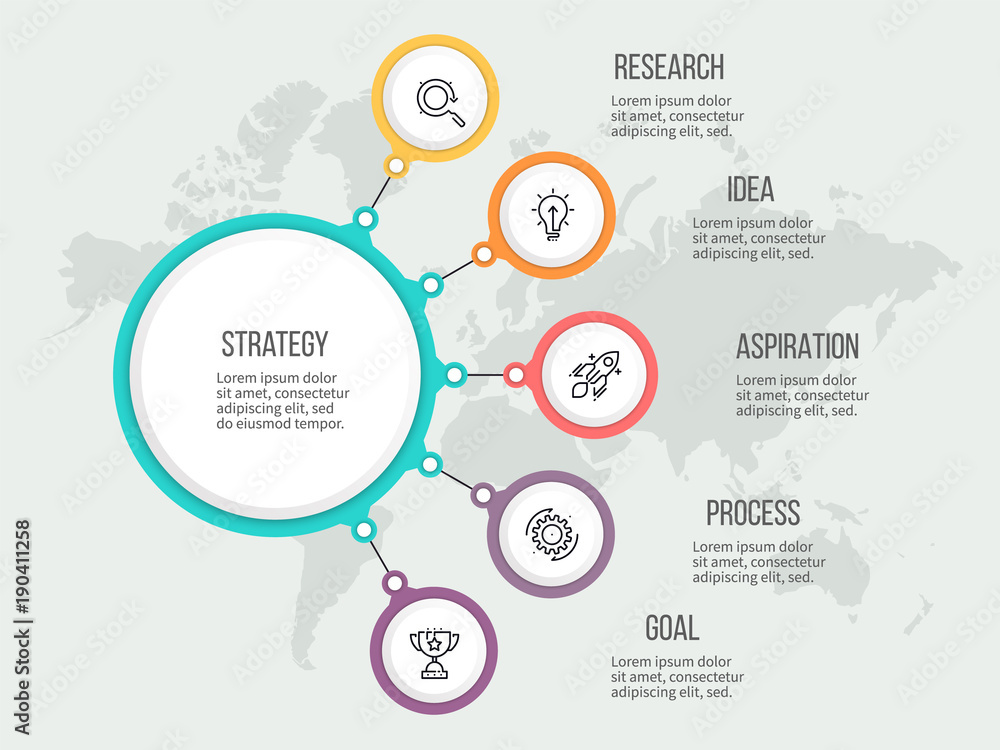 Business hierarchy infographic. Organization chart, diagram with 5 ...