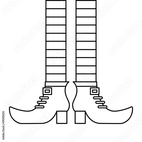 Legs And Shoes Of Leprechaun Vector Illustration Outline Design Buy 