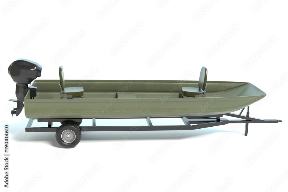 3d illustration of a jon boat Stock Photo | Adobe Stock