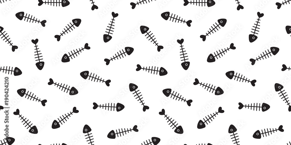 fish bone seamless pattern vector shark fin isolated background ...