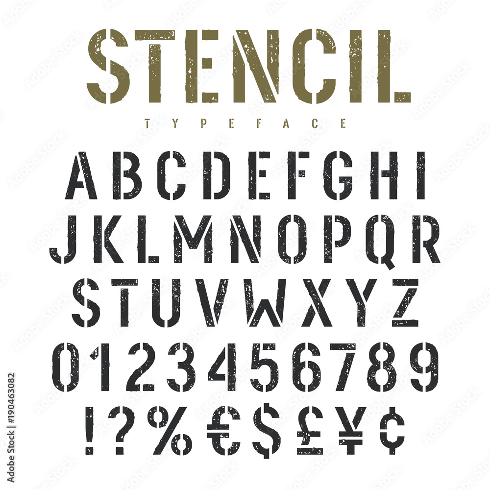 Stencil font 002 Stock Vector | Adobe Stock