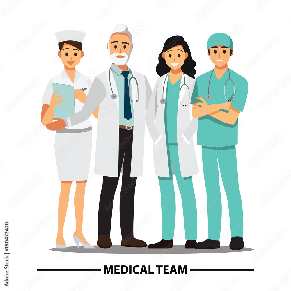 เวกเตอร์ Stock Medical Team and staff ,Vector illustration cartoon ...