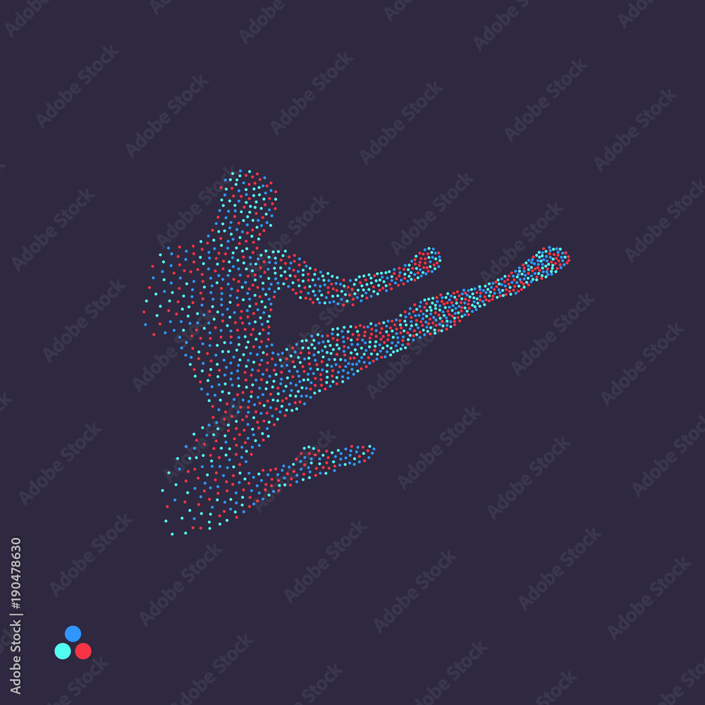 Kickbox fighter preparing to execute a high kick. Silhouette of a ...