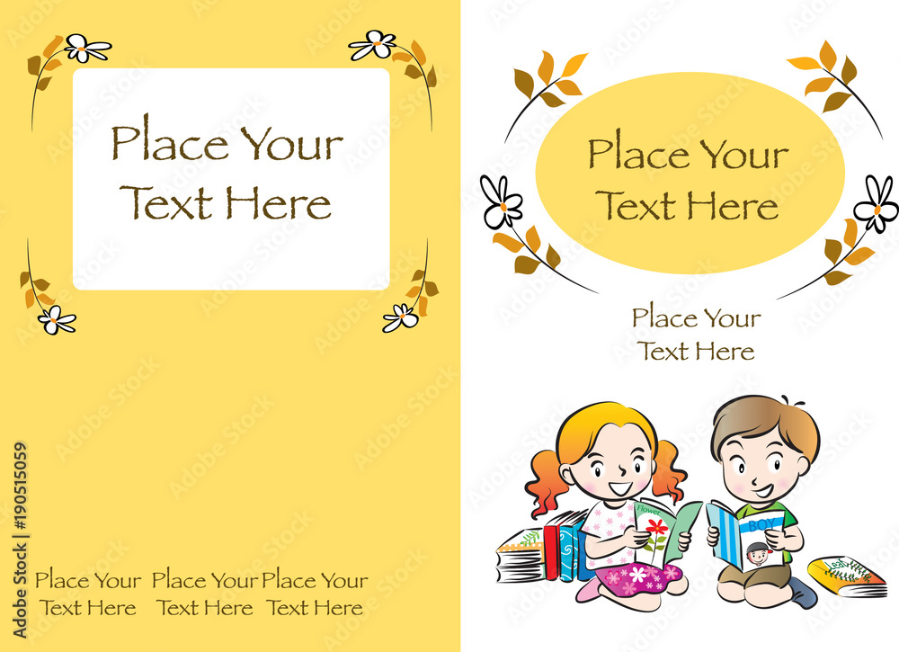 kids reading with book cover design Stock Illustration | Adobe Stock