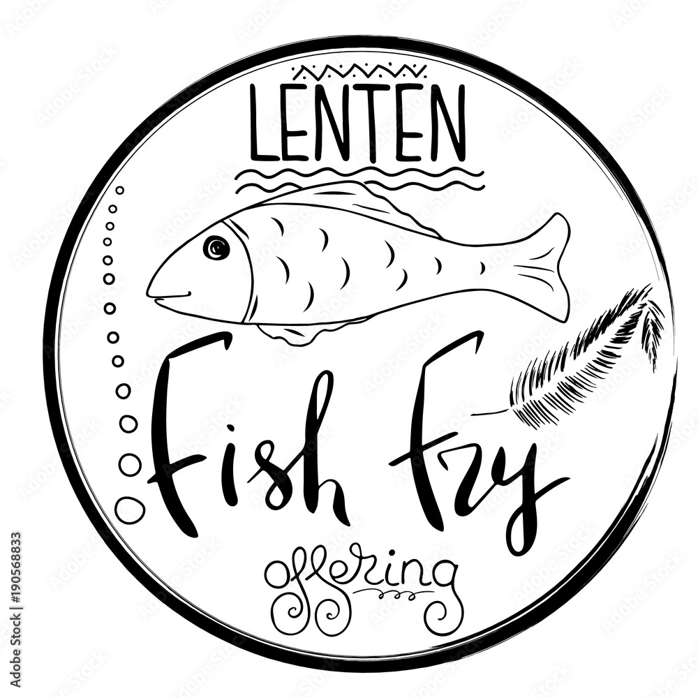 Traditional menu for Lent fasting celebration. Handwritten text Fish ...
