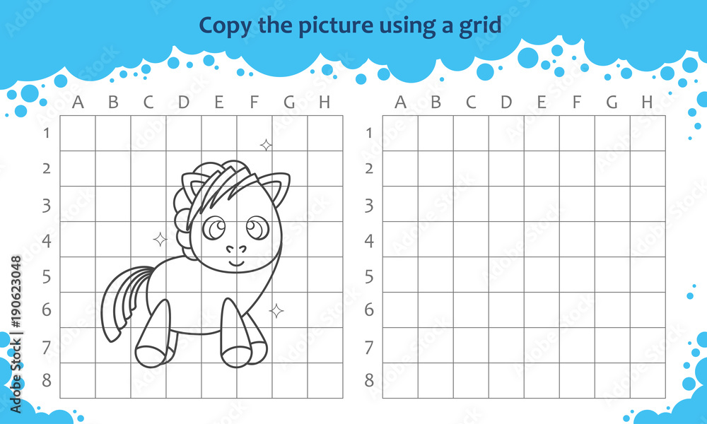 Vector de Stock Copy the picture using a grid. Educational game for ...