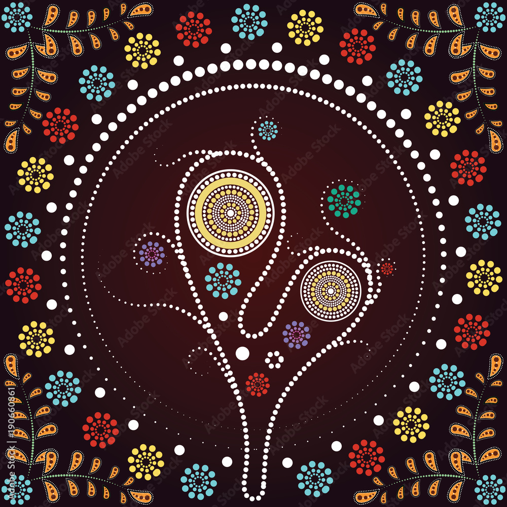 Aboriginal tree, Aboriginal art vector painting with tree. Illustration ...