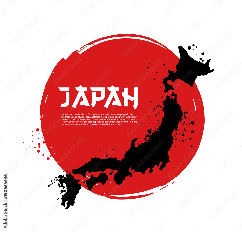 map of Japan and Japanese flag Stock Vector | Adobe Stock