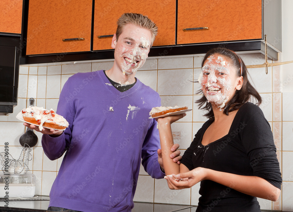 After the pie fight Stock Photo | Adobe Stock