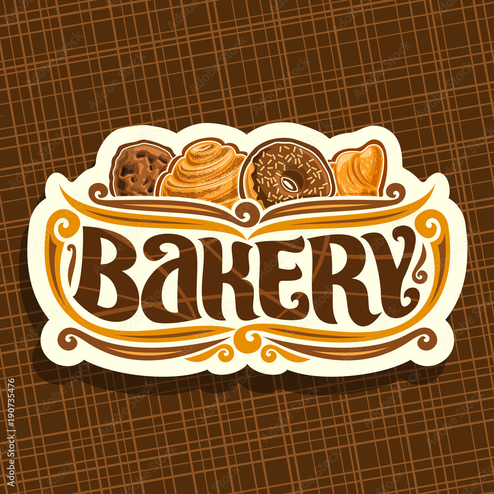 เวกเตอร์ Stock Vector logo for Bakery, original brush typeface for word ...
