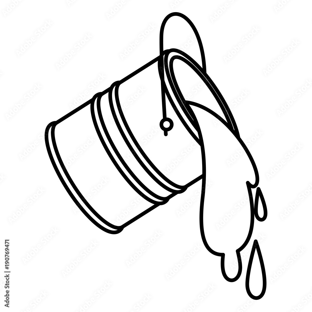 paint bucket spilling icon in black contour vector illustration Stock ...