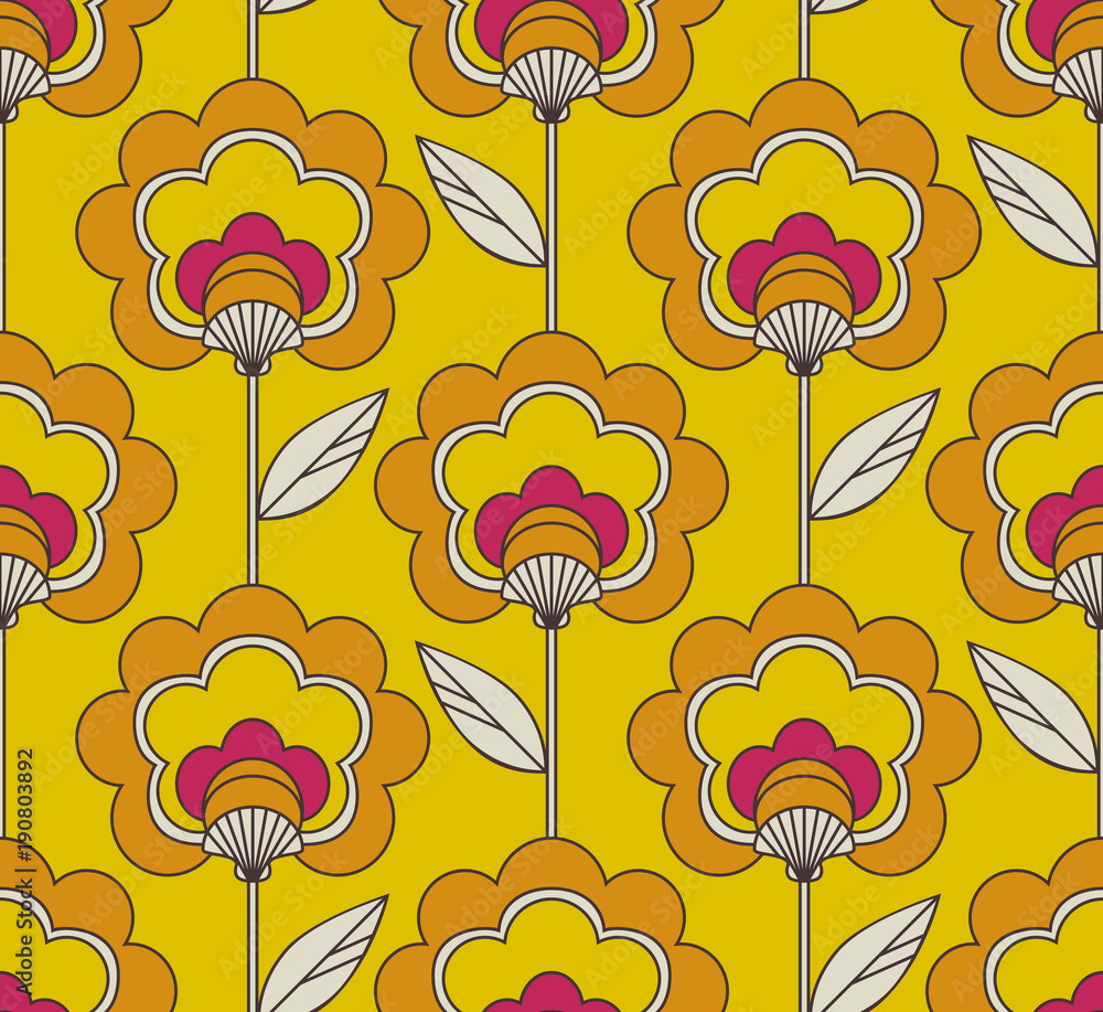 seamless retro floral pattern Stock Vector | Adobe Stock