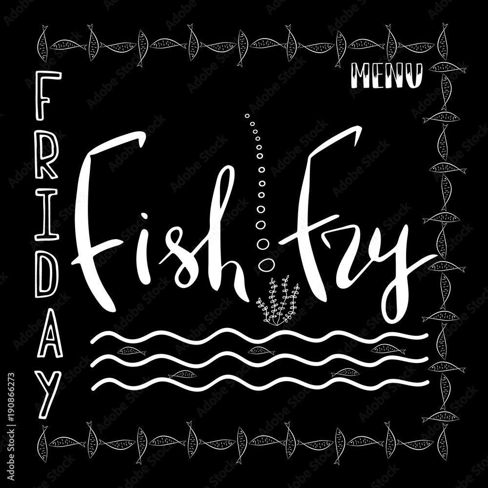 Traditional menu for Lent fasting celebration. Handwritten text Fish ...