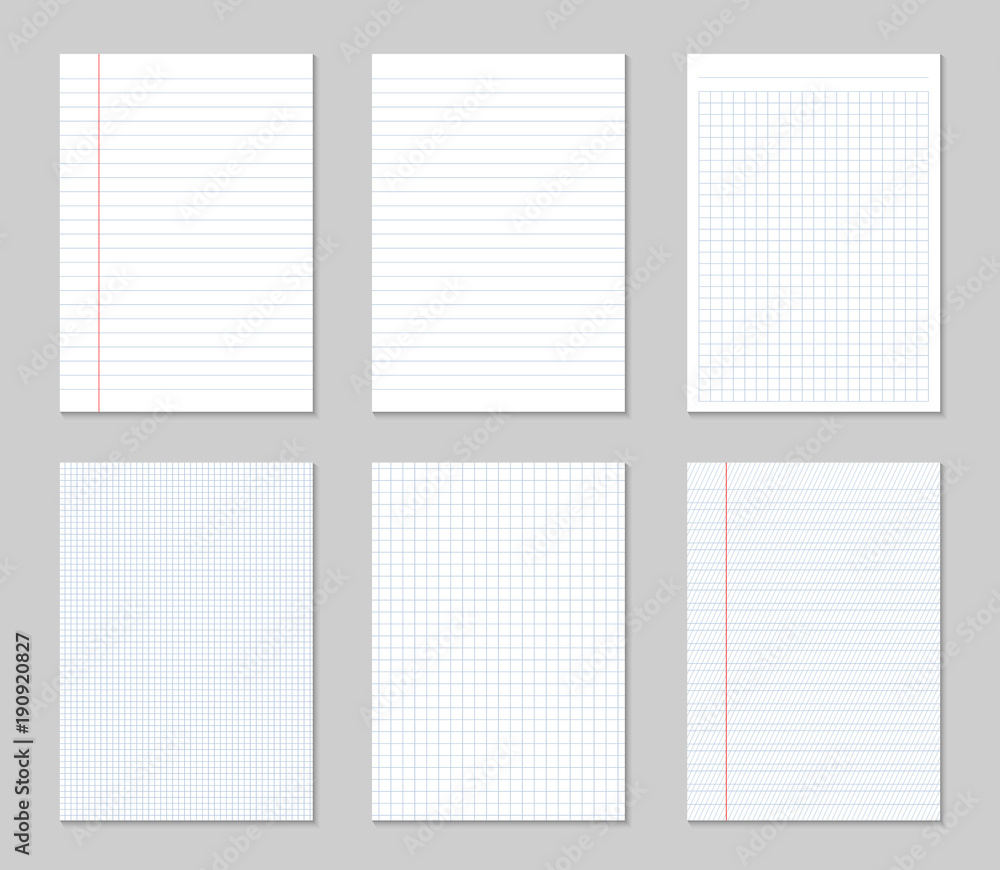 Creative vector illustration of realistic square, lined paper blank ...