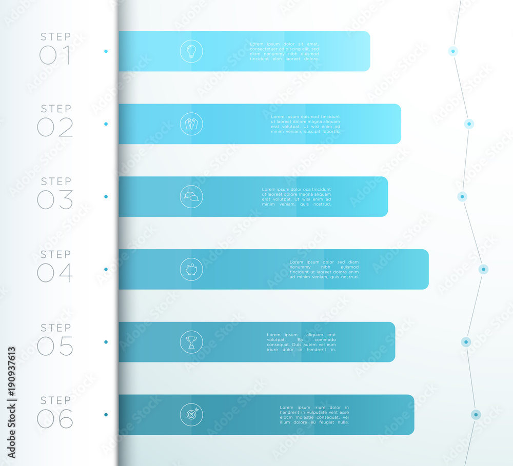 Vector Blue 6 Step List Infographic Diagram Stock Vector | Adobe Stock