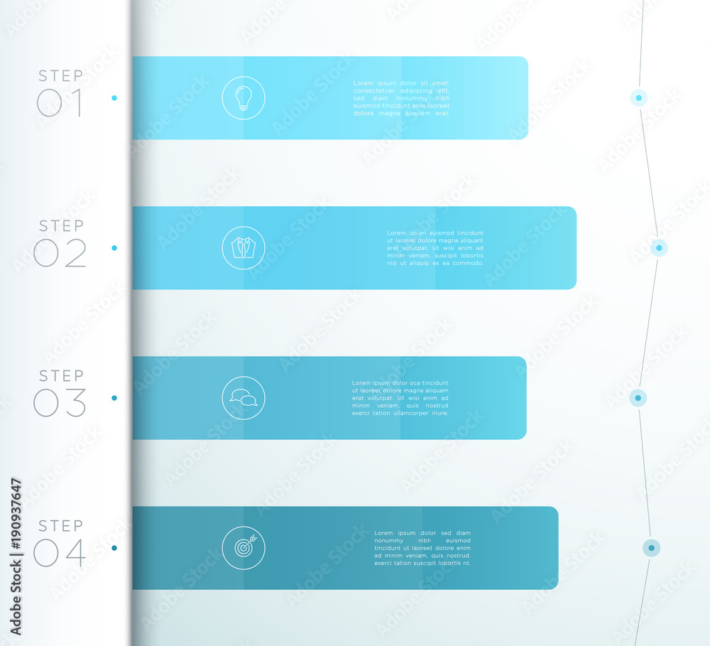 Vector Blue 4 Step List Infographic Diagram Stock Vector | Adobe Stock
