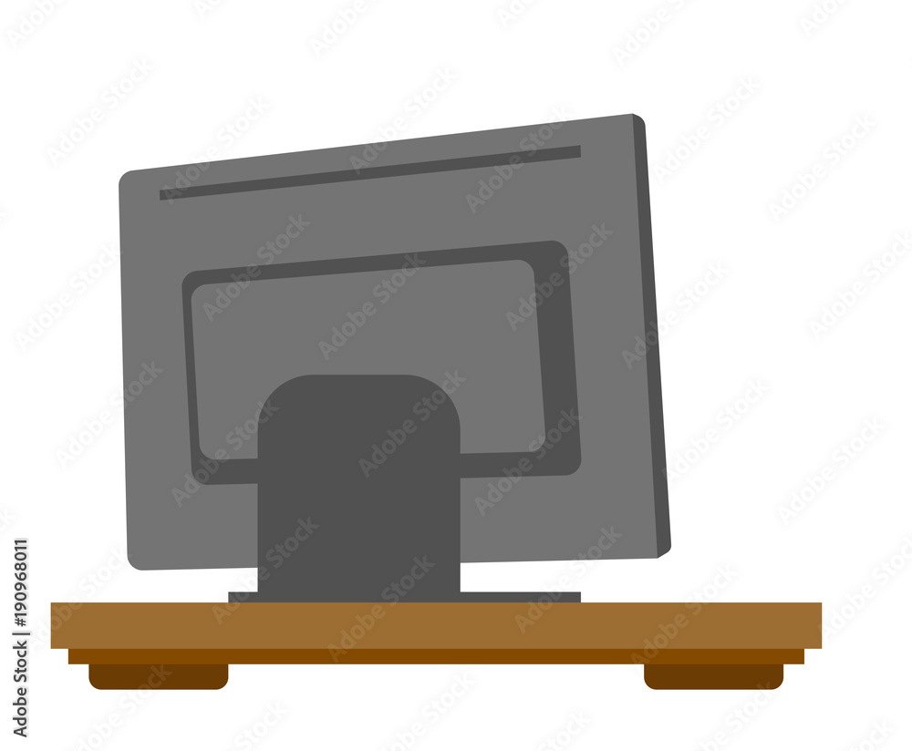 Rear view of computer monitor or television vector cartoon illustration ...