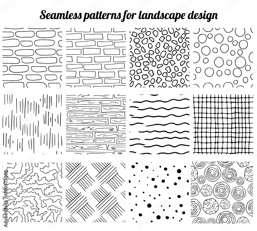 Big collection of seamless patterns for landscape design. Endless ...