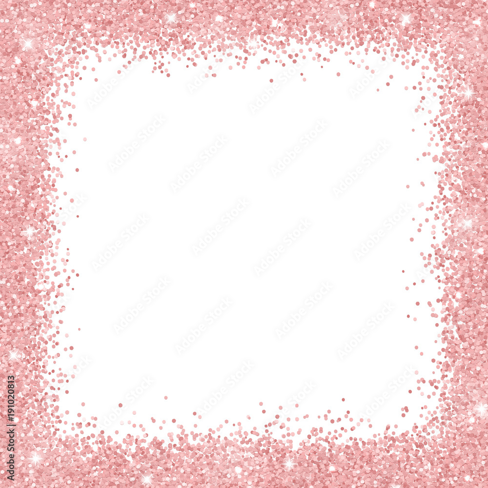 Border frame with rose gold glitter on white background. Vector Stock ...