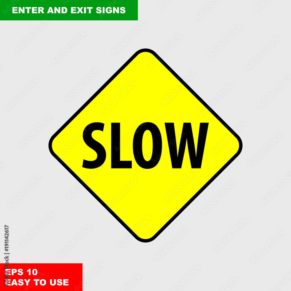 Enter and exit, arrow, this way, safety speed sign in vector style ...