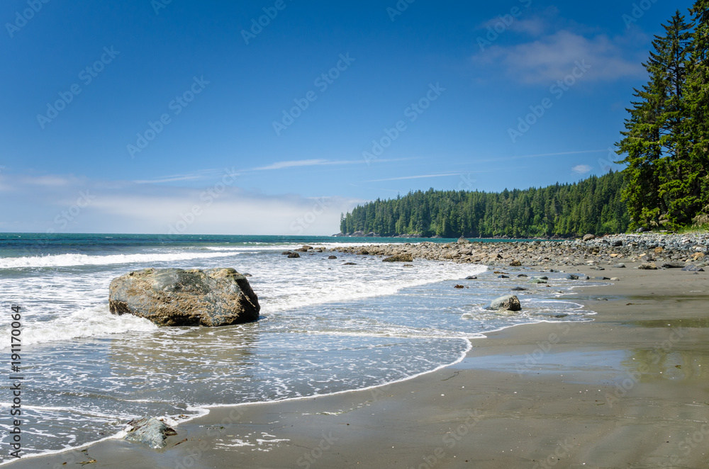 Beautiful Unspoiled Beach along the West Coast of Vancouver Island on a ...