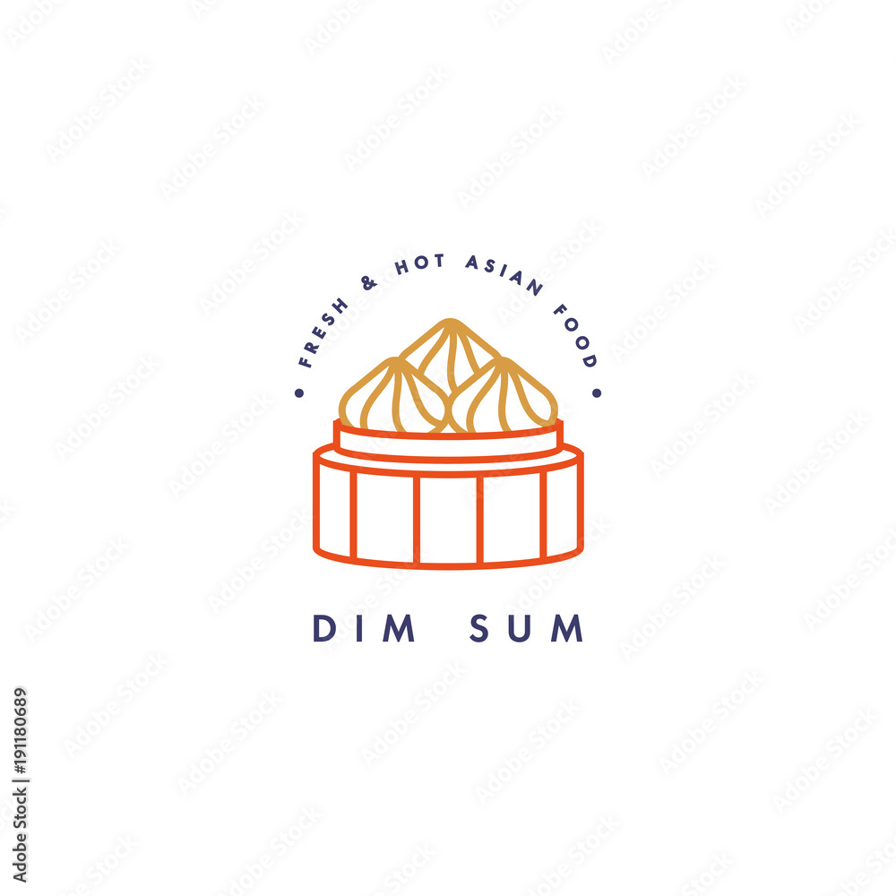 Vector logo design template and emblem or badge. Asian food - dim sum ...