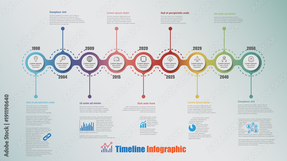 Modern timeline infographic with 9 steps circle designed for template ...