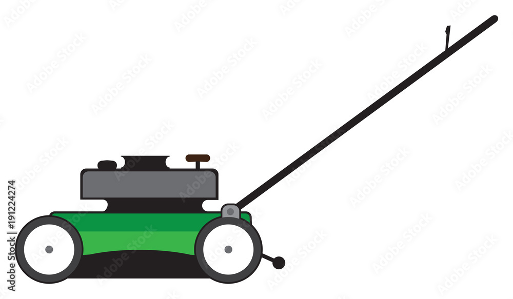 Side view of green cartoon lawn mower Stock Vector | Adobe Stock