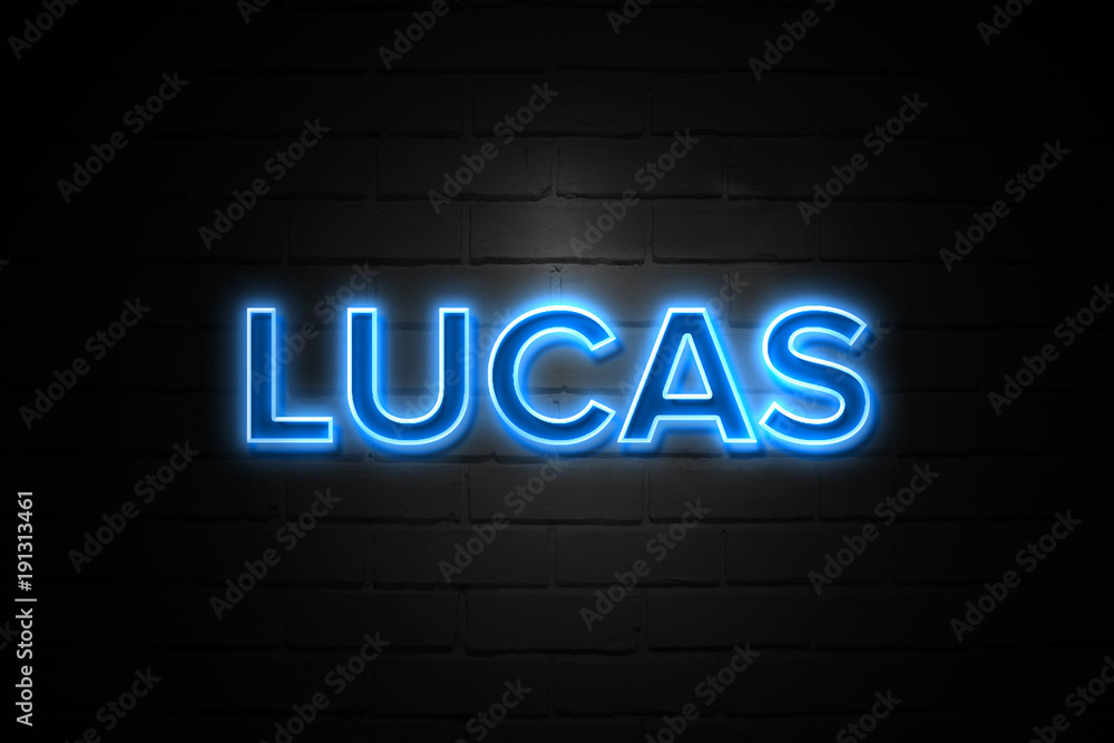 Lucas neon Sign on brickwall Stock Illustration | Adobe Stock