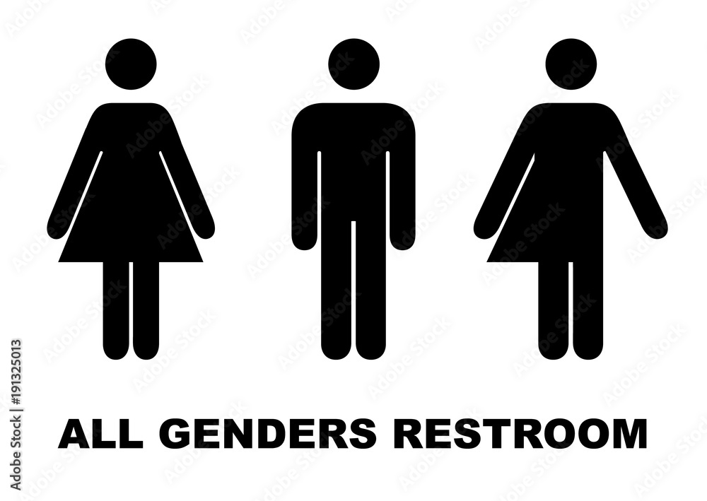All gender restroom sign. Male, female transgender. Vector illustration ...