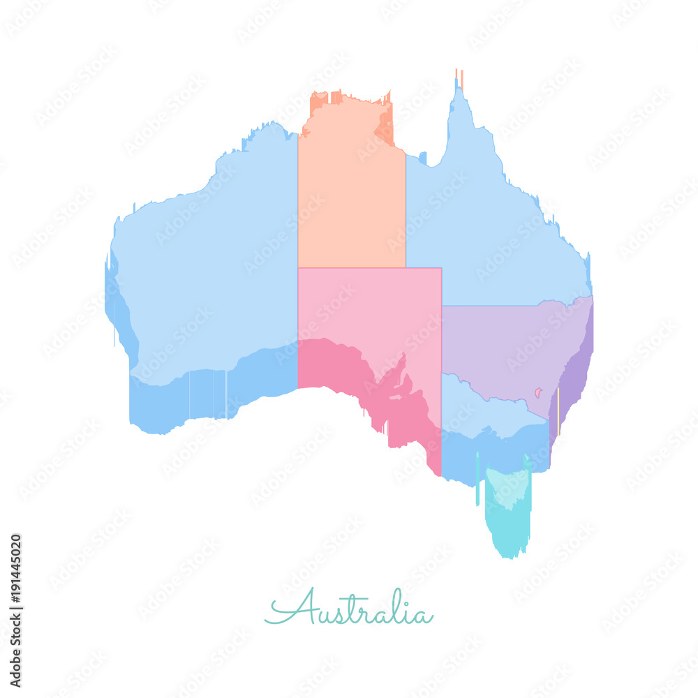 Australia region map: colorful isometric top view. Detailed map of ...