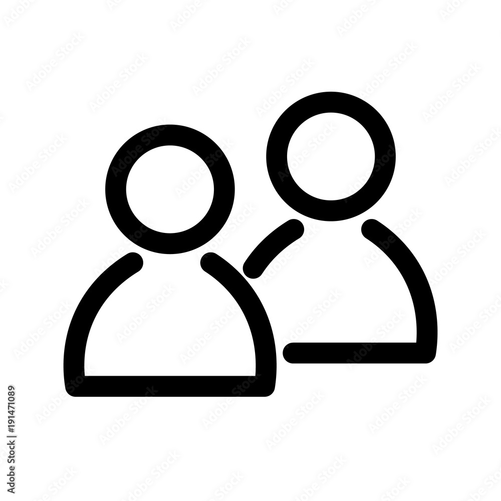 Two people icon. Symbol of group or pair of persons, friends, contacts ...