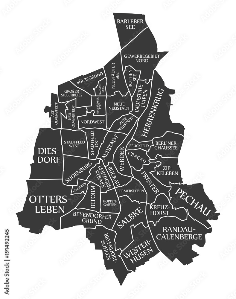 Magdeburg city map Germany DE labelled black illustration Stock Vector ...