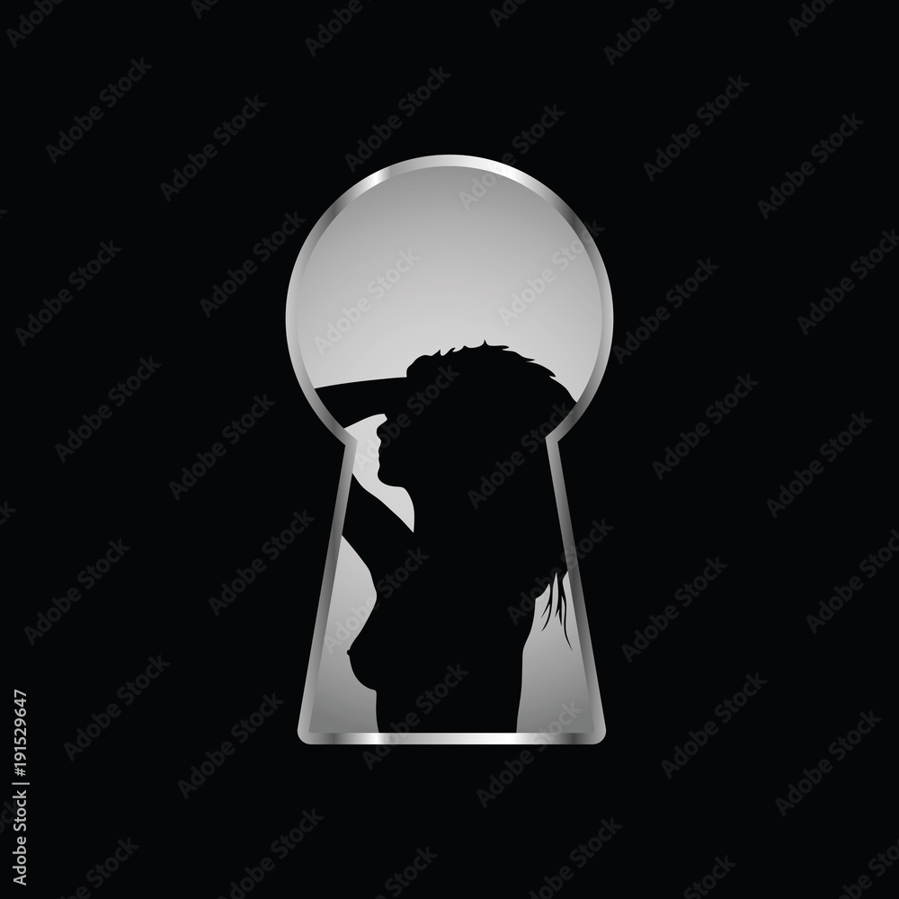 keyhole with girl silhouette pose illustration Stock Vector | Adobe Stock
