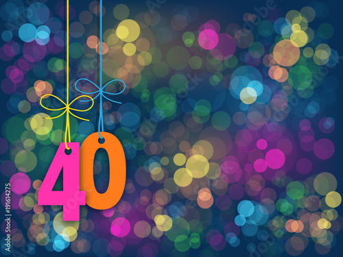 Suspended Number 40 on blue background Stock Vector | Adobe Stock