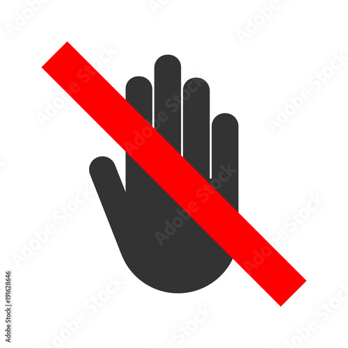 NO ENTRY crossed out sign. STOP HAND gesture icon. Vector. - Buy this ...