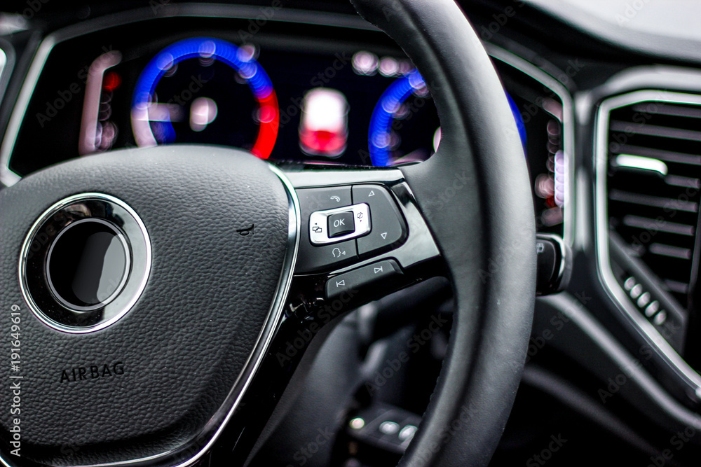 control buttons on steering wheel Stock Photo | Adobe Stock